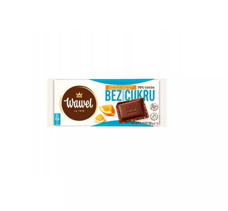 WAWEL - CZEKOLADA GORZKA 70% Z POMARAŃCZĄ BEZ CUKRU 90 G | Słodycze dla ...