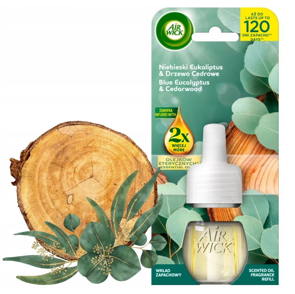 AIR WICK WKŁAD ODŚWIEŻACZ NIEBIESKI EUKALIPTUS DRZEWO CEDROWE ZAPAS ...