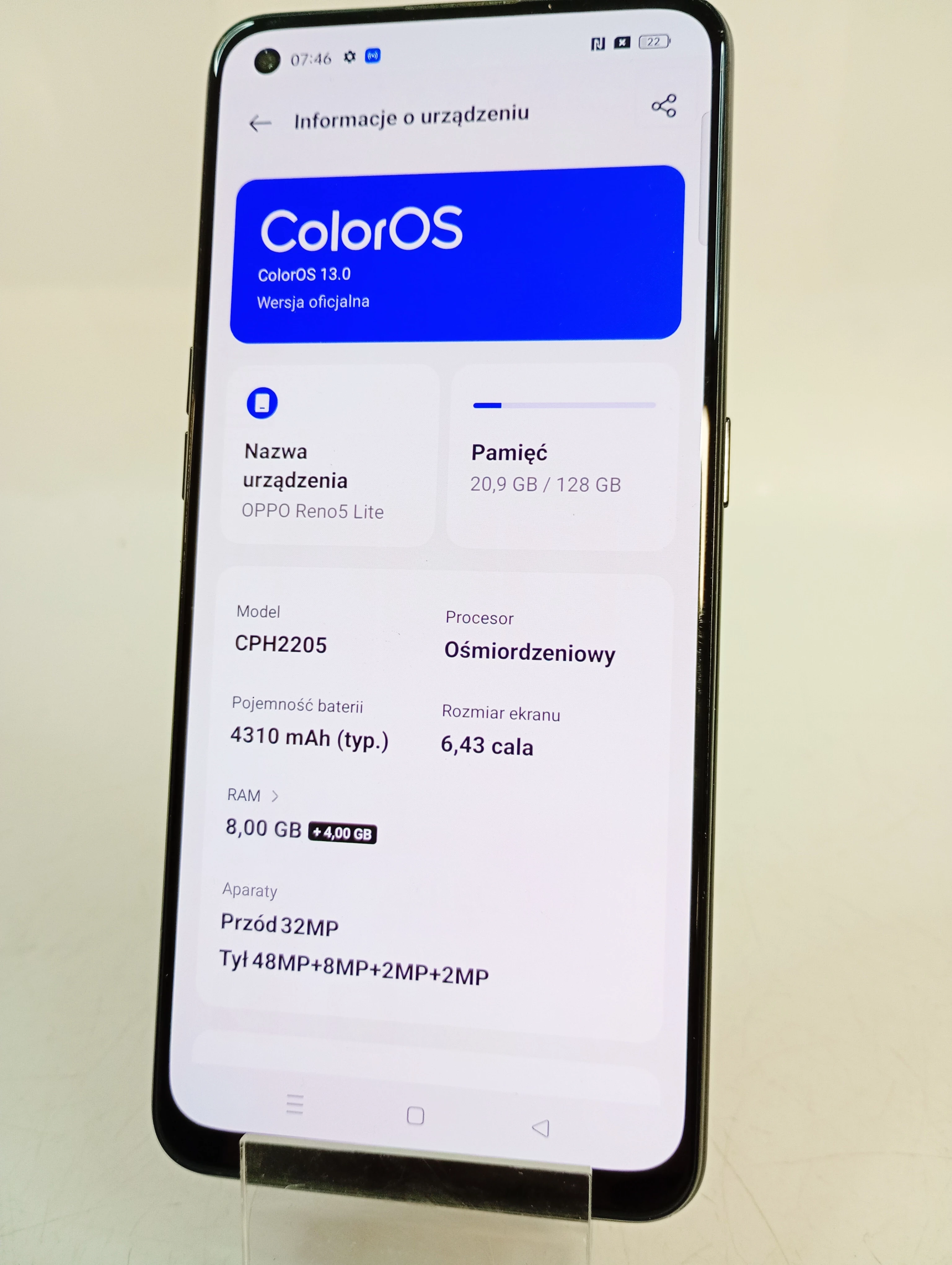 SMARTFON OPPO RENO5 LITE 8 GB / 128 GB 4G (LTE) CZARNY | Smartfony i ...