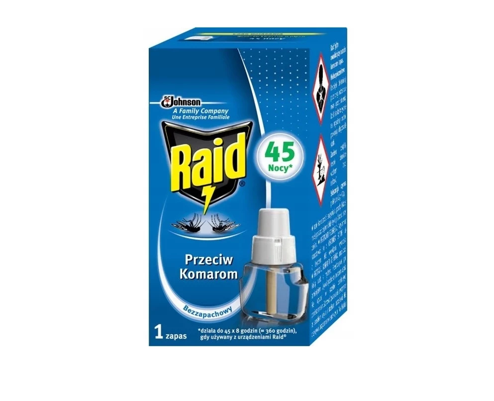 RAID PLYN PRZECIW KOMAROM 45 NOCY BEZZAPACHOWY ZAPAS 27 ML ...
