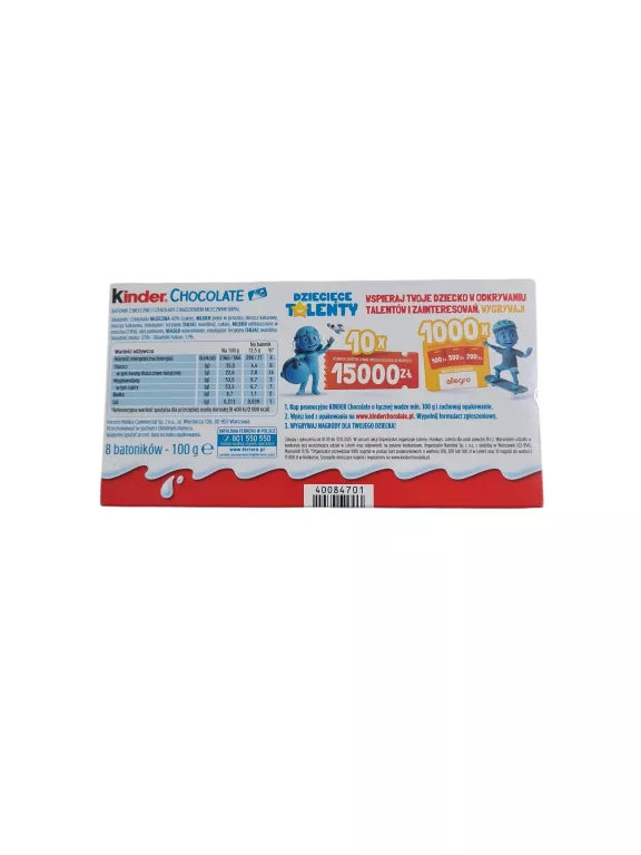 KINDER CHCOCOLATE 8SZT. 100G 4/2026 | Batony | Loombard.pl