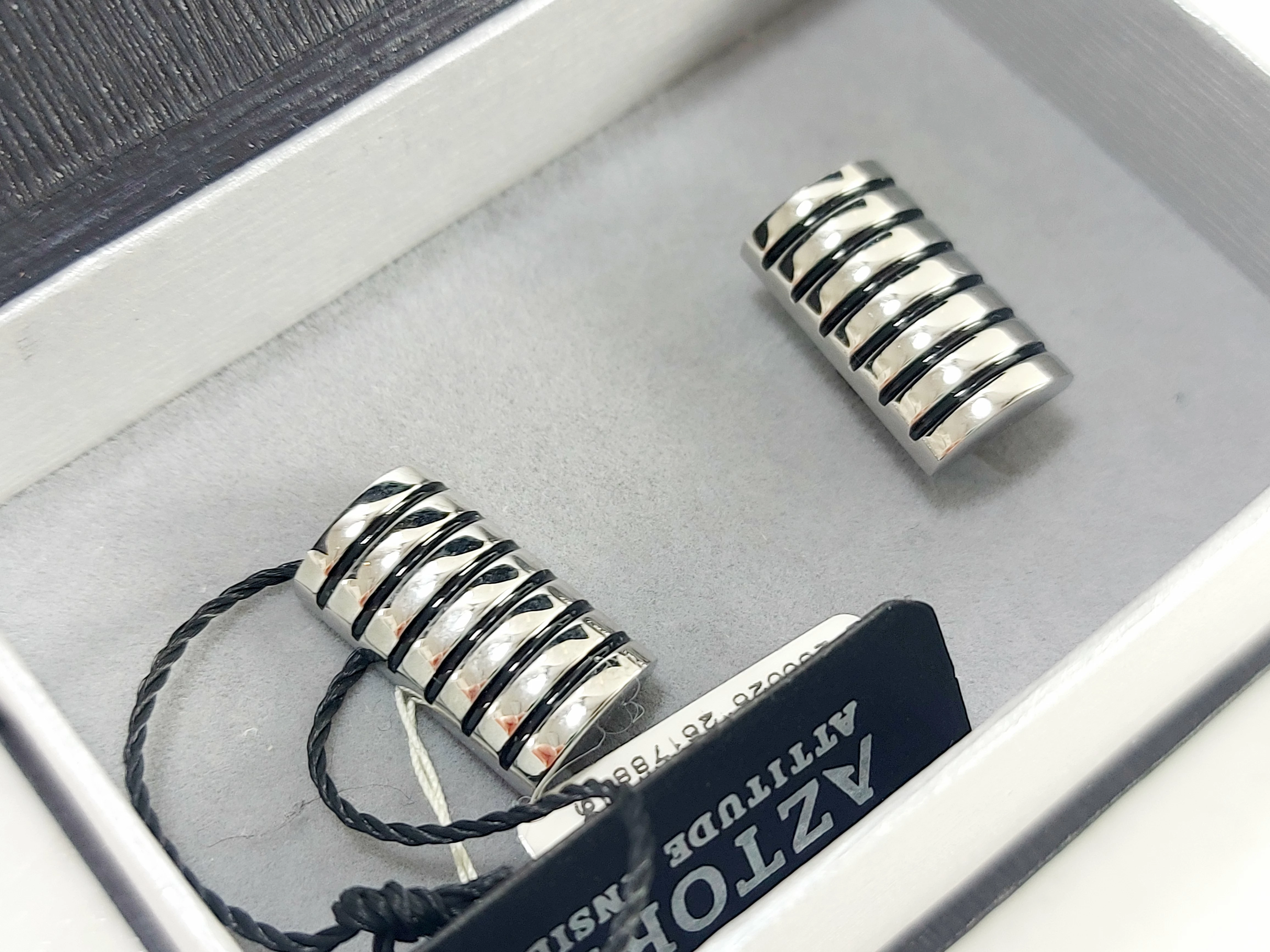 SPINKI DO MANKIETÓW AZTORIN CZARNO-SREBRNE | Spinki do mankietów ...