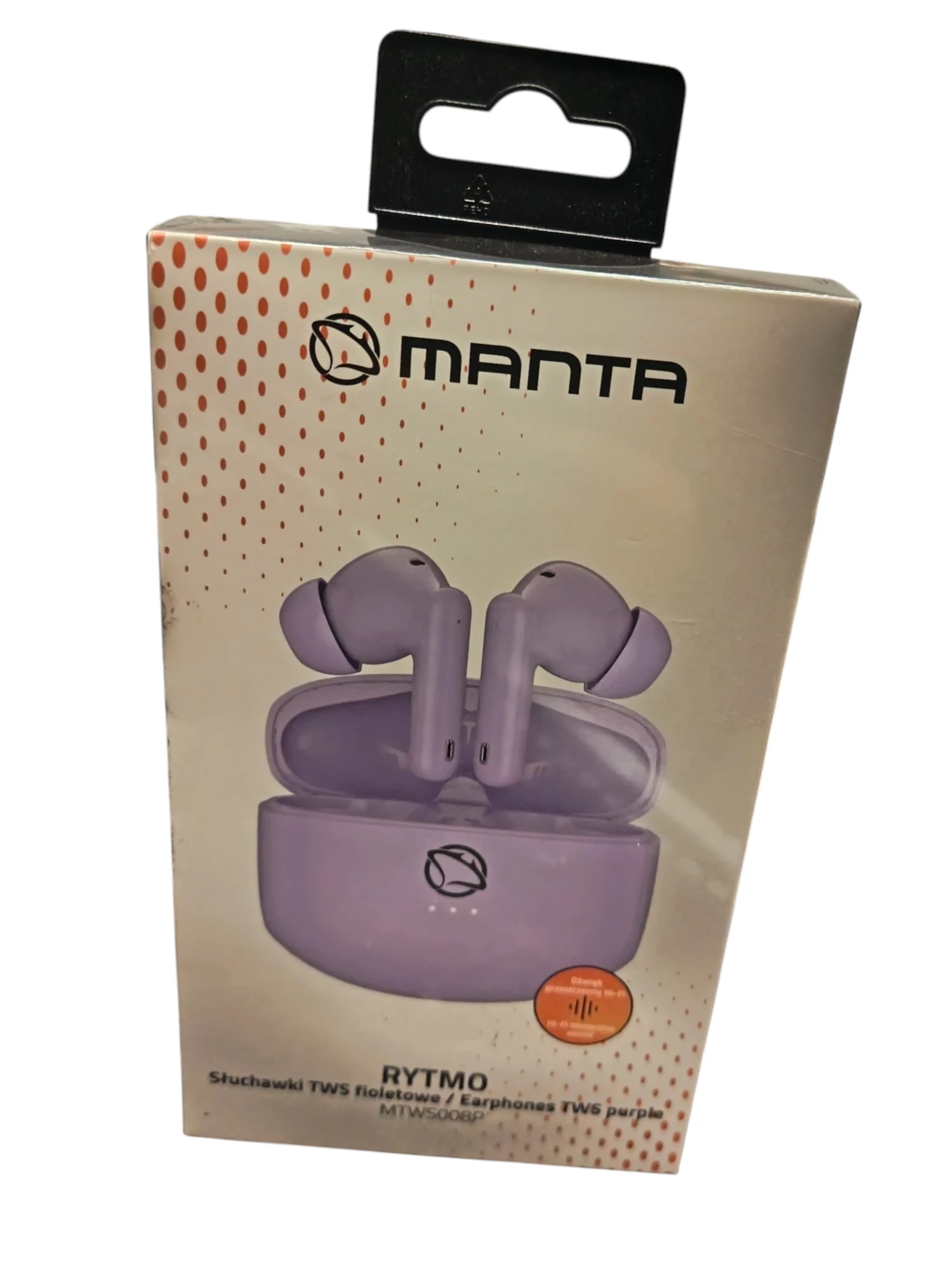 SŁUCHAWKI BEZPRZEWODOWE DOKANAŁOWE MANTA RYTMO TWS BLUETOOTH FIOLETOWE ...