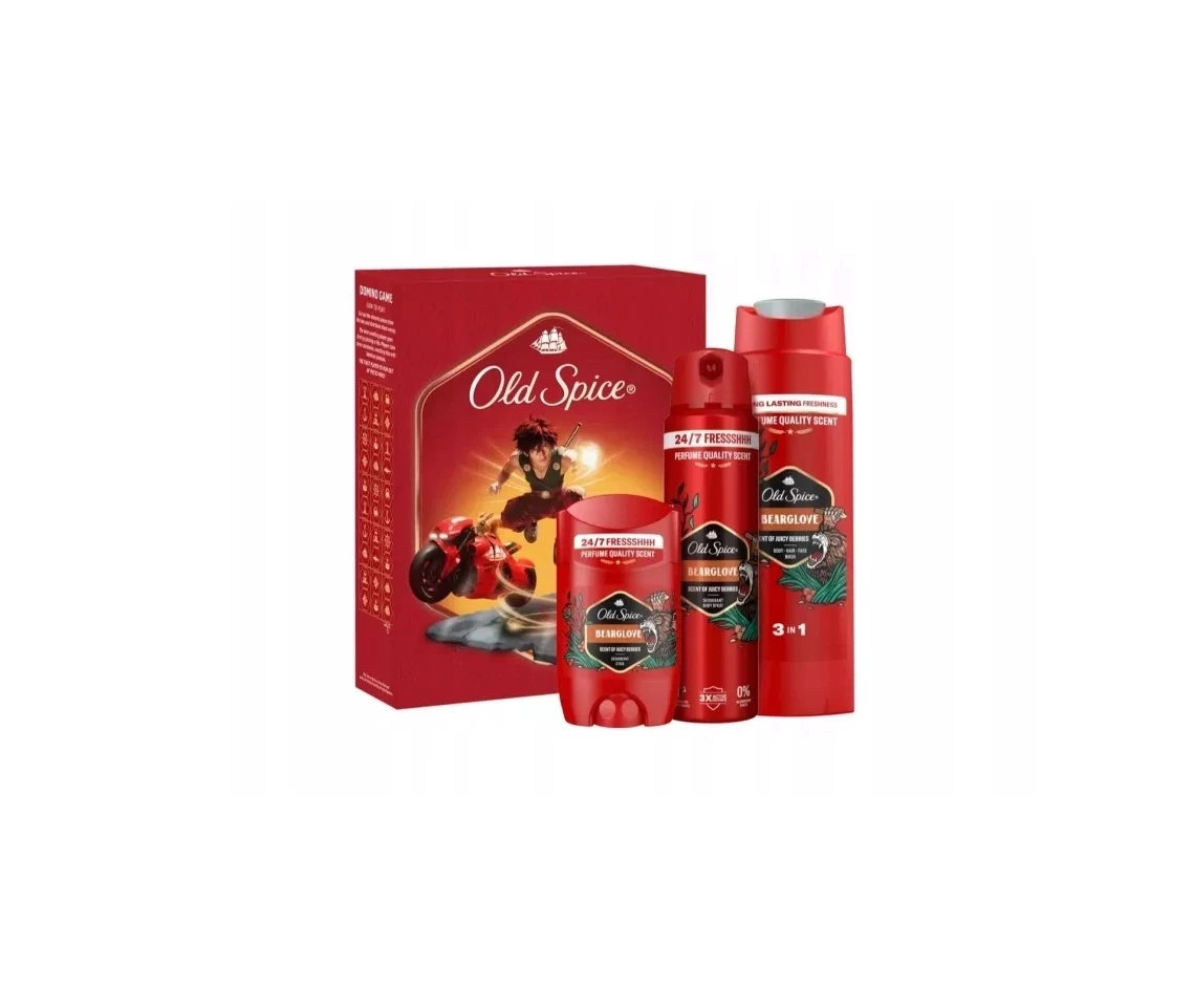 OLD SPICE BEARGLOVE ZESTAW: DEZODORANT, SPRAY, ŻEL POD PRYSZNIC ...