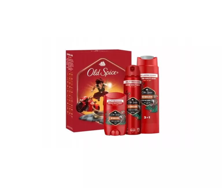 OLD SPICE BEARGLOVE ZESTAW: DEZODORANT, SPRAY, ŻEL POD PRYSZNIC ...