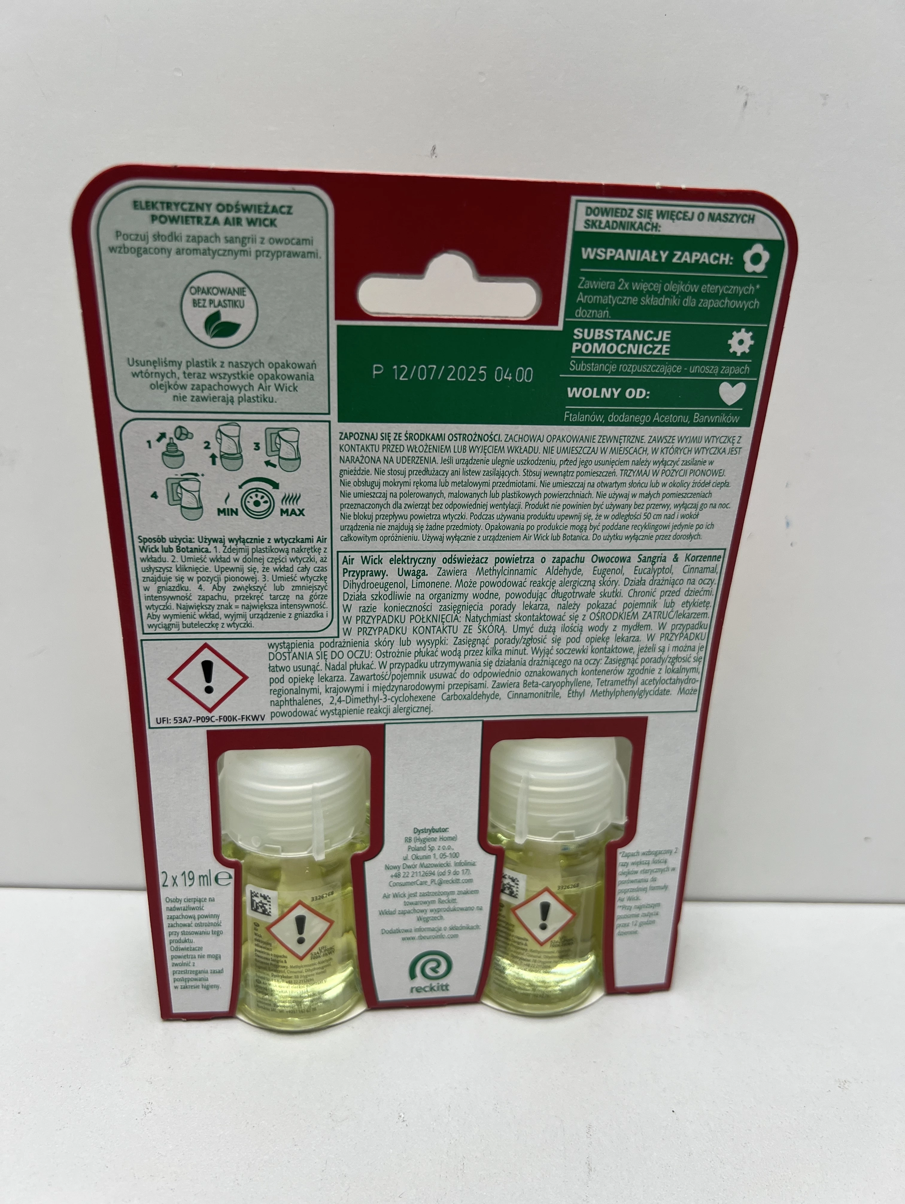 AIR WICK WKŁAD DO ODŚWIEŻACZA POWIETRZA OWOCOWA SANGRIA PRZYPRAWY ...