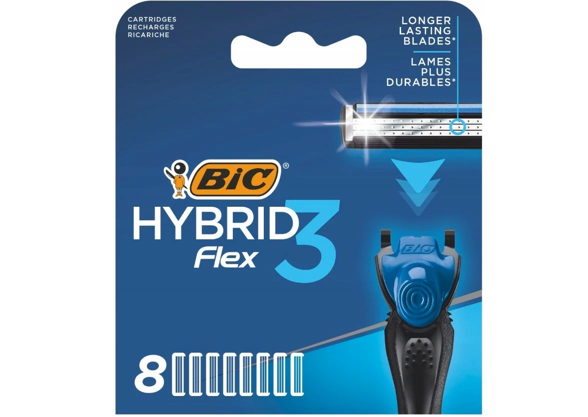 BIC HYBRID FLEX 3 3-OSTRZOWE WKŁADY DO MASZYNKI DO GOLENIA 8 SZTUK ...