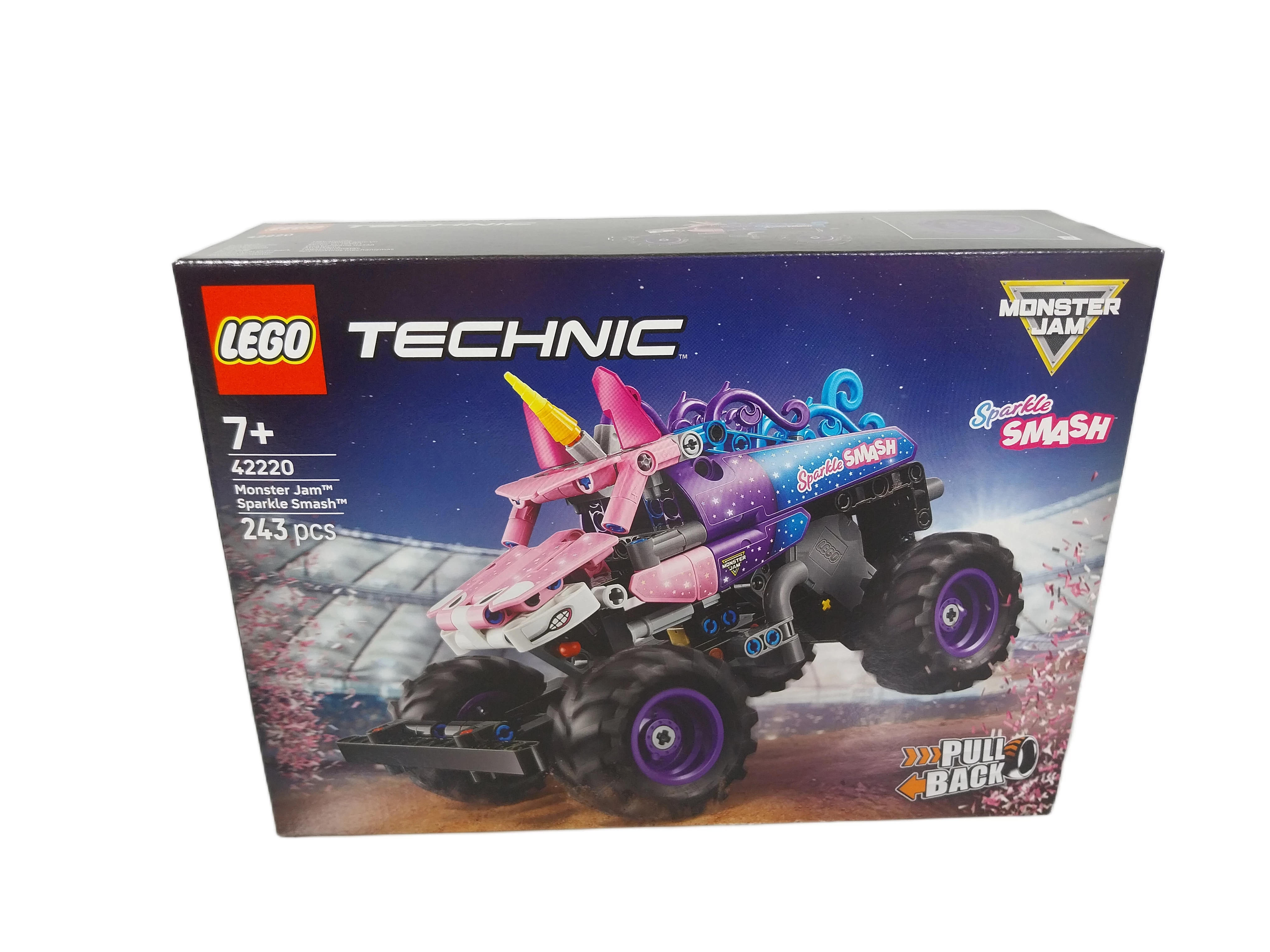 LEGO TECHNIC 42220 MONSTER JAM SPARKLE SMASH JEDNOROŻEC PULL-BACK ...